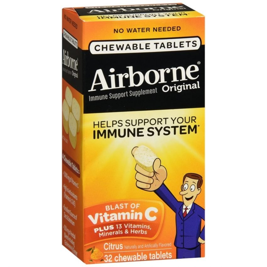 Airborne Original Immune Support Supplement Chewable Tablets Citrus ...