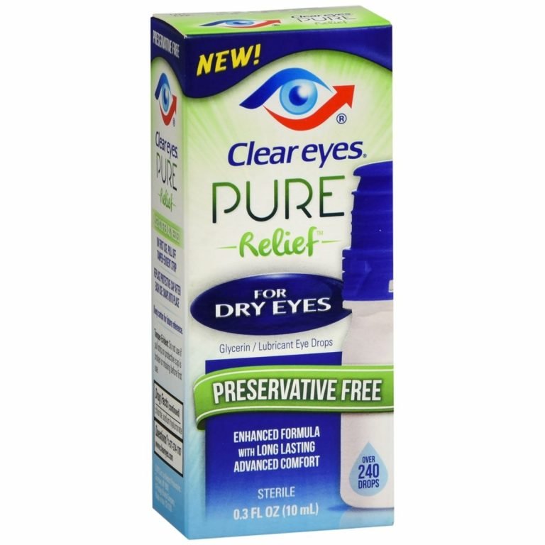 Clear Eyes Pure Relief Glycerin/Lubricant Eye Drops For Dry Eyes – 0.3 ...