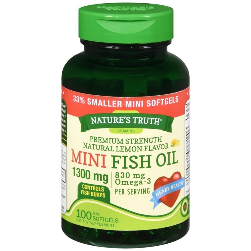 Nature’s Truth Mini Fish Oil Omega 3 Lemon Flavor 100 Softgels ...